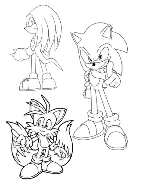 Sonic And Tails And Knuckles Coloring Page