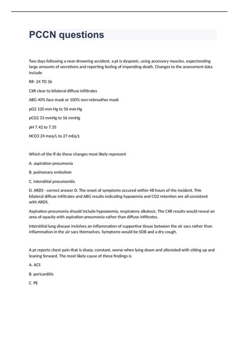 Pccn Questions And Answers Graded A 2023 2024 Bmtcn Stuvia Us