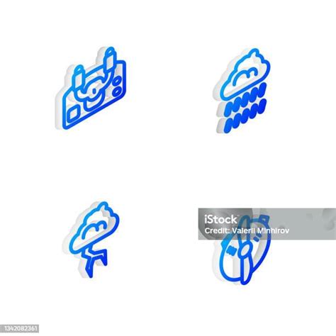 비 항공기 스티어링 투구 폭풍 및 비행기 프로펠러 아이콘이있는 등도 측정 라인 클라우드를 설정합니다 벡터 3차원 형태에 대한 스톡 벡터 아트 및 기타 이미지 Istock