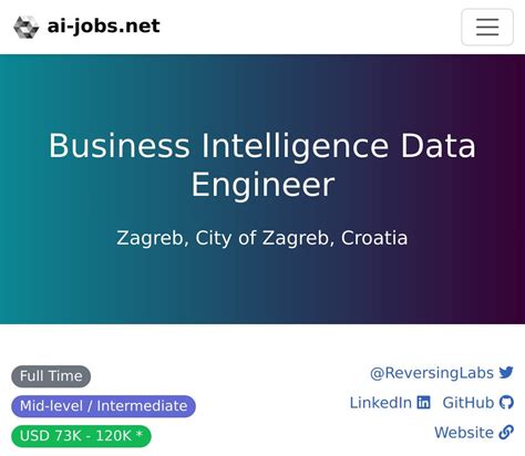 Hiring Business Intelligence Data Engineer In Zagreb City Of Zagreb Croatia Raimljobs