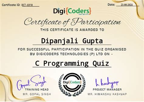 Deepanjali Gupta On Linkedin C Programming Quiz Text Digicoder Private Limited Company Lucknow