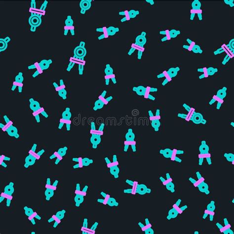 Line Drawing Compass Icon Isolated Seamless Pattern On Black Background