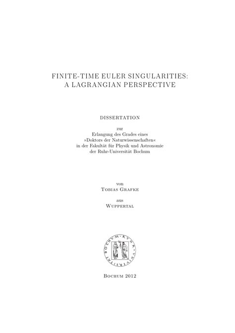 Pdf Phd Thesis Finite Time Euler Singularities A Lagrangian