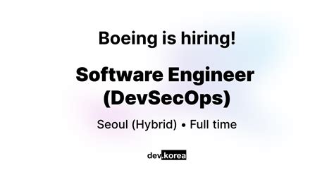 Software Engineer Devsecops At Boeing • Seoul Dev Korea