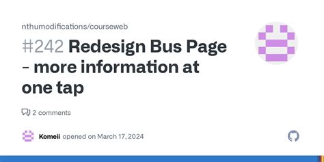 Redesign Bus Page More Information At One Tap · Issue 242 · Nthumodificationscourseweb · Github