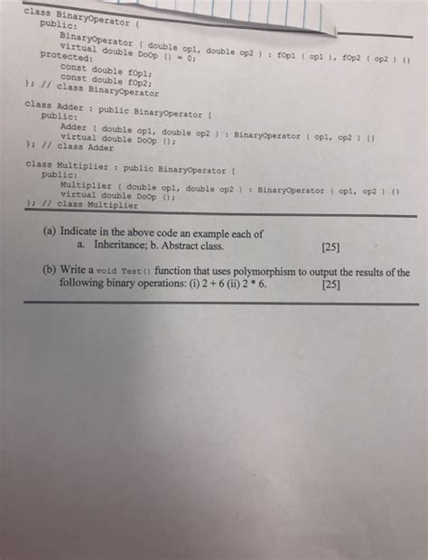 Solved Class Binaryoperator Public Binaryoperator Double