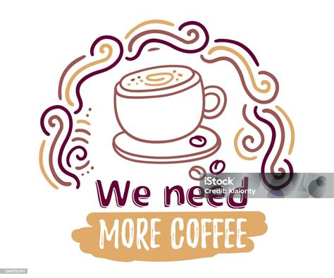흰색 배경에 텍스트와 장식 테두리와 커피 컵의 벡터 그림 귀여운에 대한 스톡 벡터 아트 및 기타 이미지 귀여운 디자인 라벨 Istock
