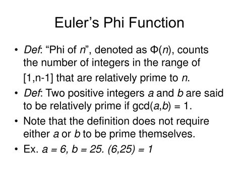 Ppt Cpsc 490 Number Theory Primes Factoring And Euler Phi Function