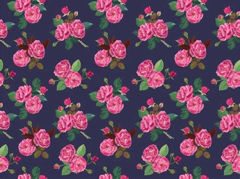 꽃 원활한 패턴에 핑크 장미 또는 모란 프리미엄 벡터