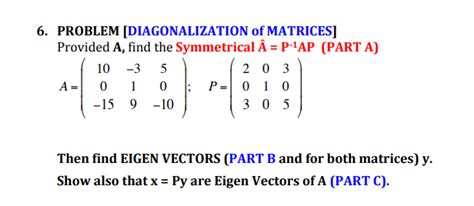 solved problem [diagonalization of matrices]provided a