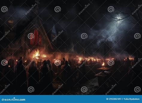 Midnight Mass Devil Near Creepy House Generate Ai Stock Image Image