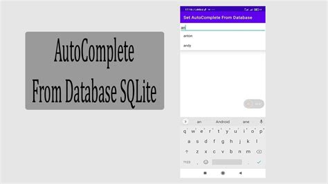 Autocomplete From Database Sqlite Android Studio Youtube