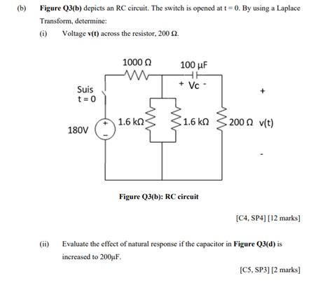 Solved B Figure Q3 B Depicts An RC Circuit The Switch Is Chegg Com