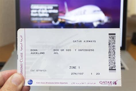 Qatar Airways Boarding Pass Editorial Photography Image Of Airplane