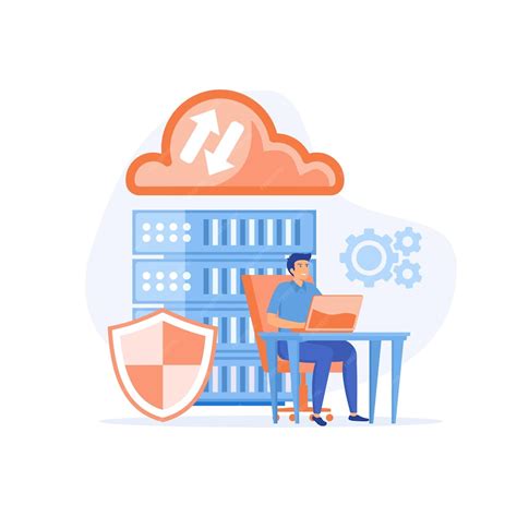 Premium Vector Cloud Computing Concept Data Center File Management Flat Vector Modern