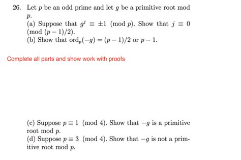 Solved Let P Be An Odd Prime And Let G Be A Primitive Root Chegg