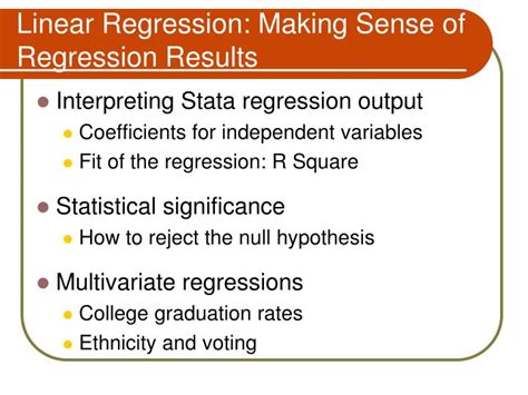 Ppt Linear Regression Making Sense Of Regression Results Powerpoint