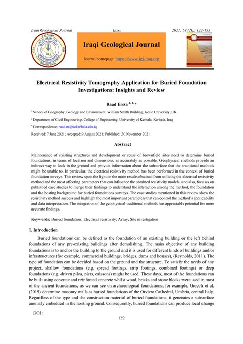 Pdf Electrical Resistivity Tomography Application For Buried Foundation Investigations