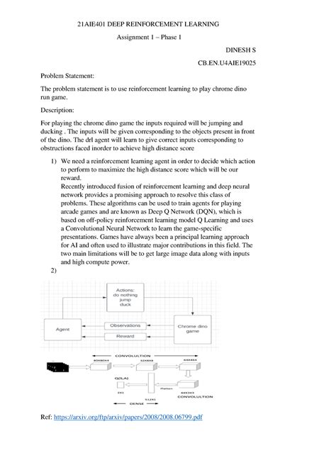Dinesh S Drl A1 Cb Sowmya 21aie401 Deep Reinforcement Learning Assignment 1 Phase 1 Dinesh