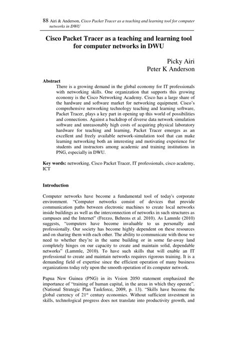 Pdf Cisco Packet Tracer As A Teaching And Learning Tool For Computer Networks In Dwu