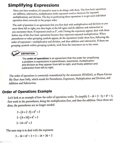 order of operations simplifying expressions