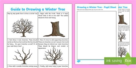 Winter Art Lesson 1 Drawing Trees Guide Teacher Made