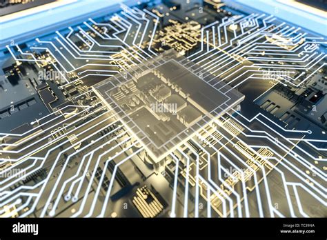 Golden Luminescent Circuit Background Three Dimensional Rendering