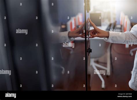 Close Up Hand Of Woman Scanning Fingerprint Electronic Digital Door Lock Security System Stock