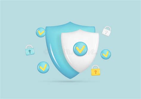 Realistic 3d Security Safe Icon With Padlock Checkmark Customer 3d Glossy Guaranteed