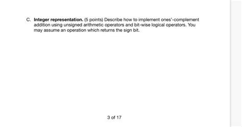Solved C Integer Representation Points Describe How To Chegg