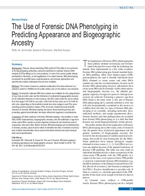 Pdf The Use Of Forensic Dna Phenotyping In Predicting Appearance And