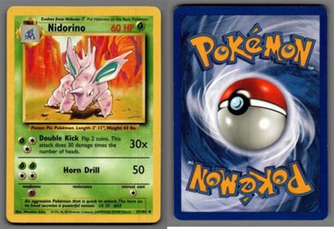 1999 Pokemon Base Set 37102 Nidorino Uncommon Ebay