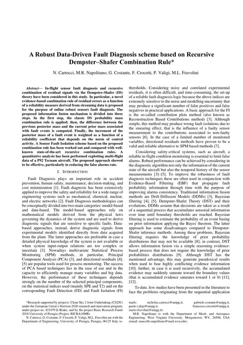 Pdf A Robust Data Driven Fault Diagnosis Scheme Based On Recursive