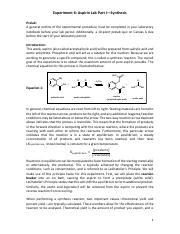 Experiment 6 Aspirin Synthesis Pdf Experiment 6 Aspirin Lab Part ISynthesis Prelab A