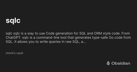 Sqlc Mnmls Vault Obsidian Publish