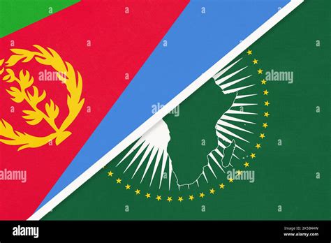 African Union And State Of Eritrea National Flag From Textile Africa Continent Vs Eritrean