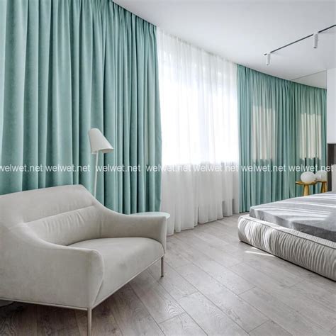 Комплект штор 1 5х2 8м Мікровелюр 20 турецькі однотонні мятно голубі штори купити в Україні