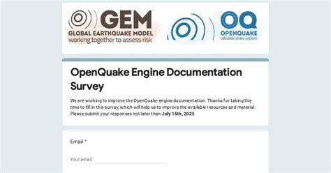 Openquake Engine Documentation Survey Helen Crowley