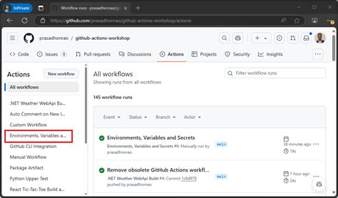 Lab Environments Variables And Secrets Github Actions Workshop