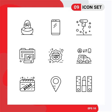 User Interface Pack Of 9 Basic Outlines Of Folder Process Android Creative Miscellaneous