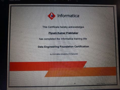 Piyush Prabhakar On Linkedin Completed Informatica Data Engineering Foundation Certification…