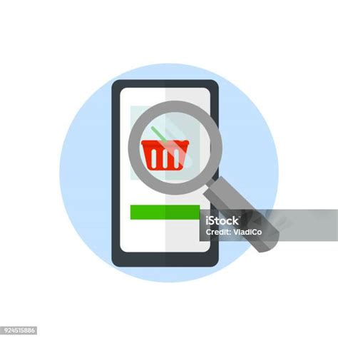 스마트폰 통해 돋보기 흰색 배경에 고립 된 상품 인터넷 온라인 마케팅에 대 한 검색 벡터 평면 아이콘 0명에 대한 스톡 벡터 아트 및 기타 이미지 Istock