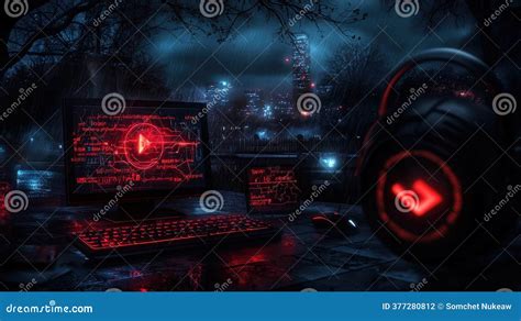 Cybersecurity Breach Warning With System Hacked Alert On A Computer Screen In A Dark Office