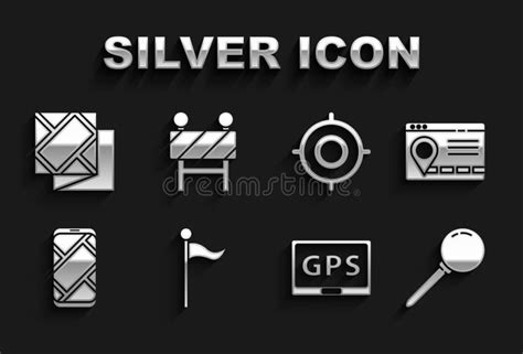 Set Location Marker Infographic Of City Map Navigation Push Pin Gps Device With City Target