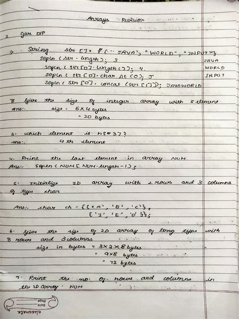 Arrays Revision Pdf