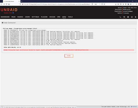 Support Error During Image Pull Docker Engine Unraid