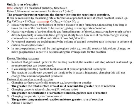 Gcse Ccea Double Award Chemistry Unit 2 Revision Notes Teaching Resources
