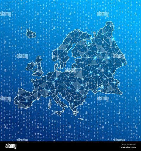 Network Map Of Europe Continent Digital Connections Map Technology Internet Network