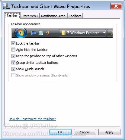 Windows Vista Taskbar And Start Menu ModemHelp