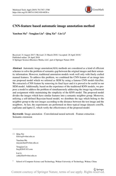 Cnn Feature Based Automatic Image Annotation Method Request Pdf